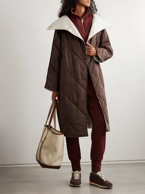 Varley Annalise Reversible Quilted Lyocell-blend Coat - Brown