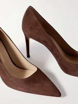 STUART WEITZMAN Suede Pointed Toe Stiletto Pumps