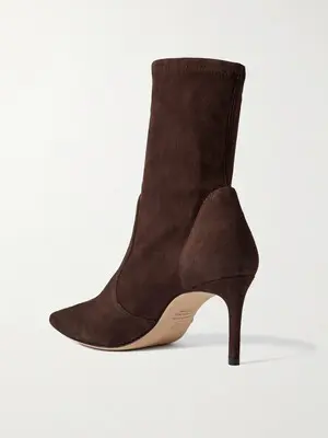STUART WEITZMAN Suede Pointed Toe Ankle Boots - Brown
