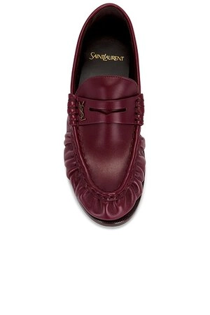 Saint Laurent Leather Loafers - Dark Ruby