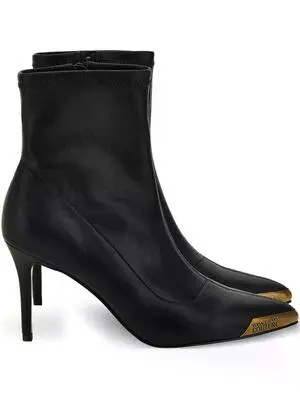 Versace Metallic Cap Toe Stiletto Boots - Black