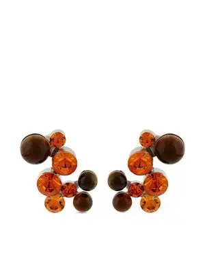 Dries Van Noten Tone Stone Embellished Cluster Earrings - Silver