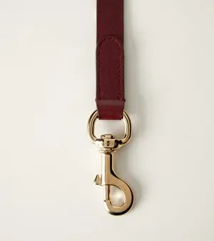 Gucci Leather Dog Leash With Gold Tone Hardware