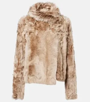 YVES SALOMON Reversible Shearling Wrap Jacket - Beige