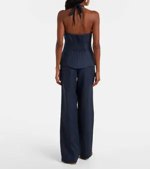 Faithfull The Brand Marie Linen Vest - Blue