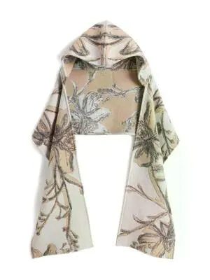 Woolrich Floral-jacquard Hooded Cape - Neutrals