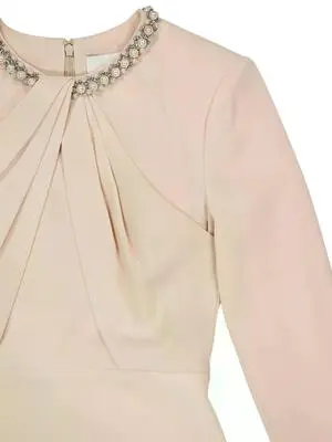 Roland Mouret Embellished Draped Neckline Midi Dress