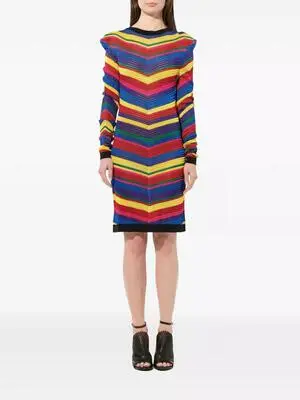 Balmain Chevron Knit Mini Dress - Red