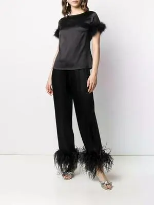 GILDA & PEARL Marabou-trimmed Blouse