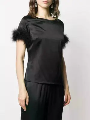 GILDA & PEARL Marabou-trimmed Blouse