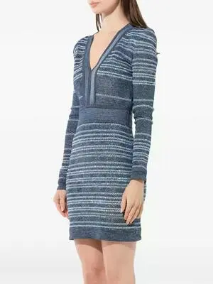 Balmain Fitted Long Sleeve V-neck Dress