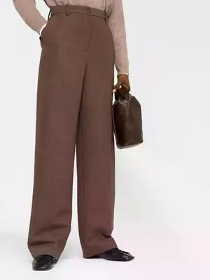 THE ROW Wide-leg Virgin Wool-silk Blend Trousers - Brown
