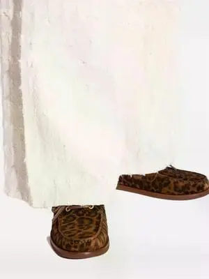 GIANVITO ROSSI Leopard Print Lace-up Boat Shoes - Brown
