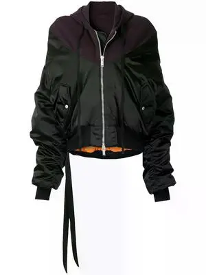 BEN TAVERNITI UNRAVEL PROJECT Oversized Hooded Bomber Jacket - Black
