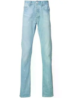 EX INFINITAS Mid-rise Straight Leg Jeans With Distressed Details - Blue