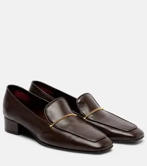 HERBERT LEVINE Fair And Square 30 Leather Loafer Pumps - Brown