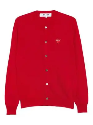 Play Comme Des Garcon Cardigan With Rhinestone Heart Emblem - Red