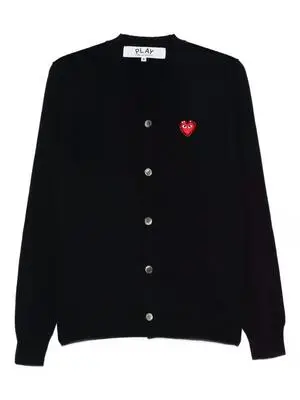 Play Comme Des Garcon Comme Des Garçons Play V-Neck Logo Patch Cardigan Blue