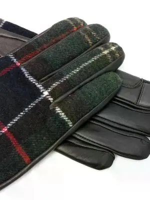 Barbour Aubrey Tartan-check Panelled Leather Gloves
