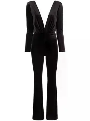 Alchemy Fashions X Lia Aram Velvet V-neck Jumpsuit - Black