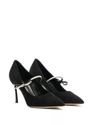 Casadei 80mm Starsway Crystal-embellished Pointed-toe Pumps - Black