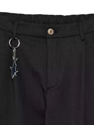 Paul & Shark Pleated Trousers With Shark Keychain Detail - Black