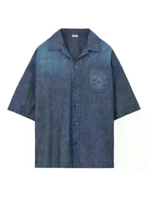 Loewe Embroidered-pocket Short-sleeve Shirt - Blue