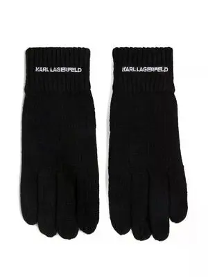 Karl Lagerfeld K/essential Logo Knit Gloves - Black