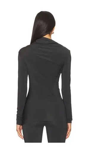 EAVES Asymmetrical Ruched Jersey Top - Charcoal