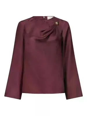 Loulou De Saison Draped Blouse With Brooch Detail - Red