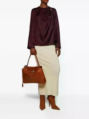 Loulou De Saison Draped Blouse With Brooch Detail - Red