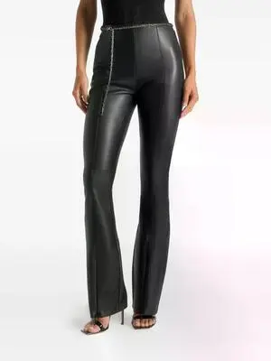 Manière De Voir Maniere De Voir Chain-detail Faux-leather Flare Leggings - Black