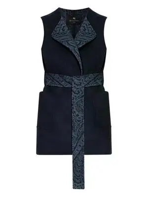 Etro Paisley-trimmed Belted Waistcoat - Blue