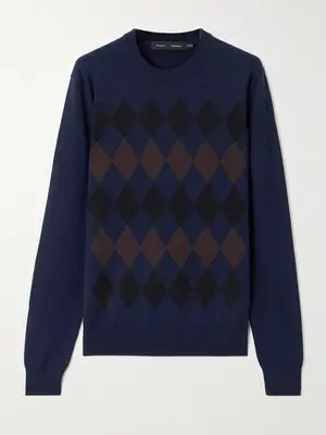 Proenza Schouler Vivian Argyle Wool And Silk-blend Sweater - Blue