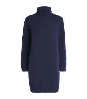 Harrods Cashmere Rollneck Mini Dress - Navy