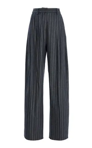 Carolina Herrera Pinstriped Wool-blend Wide-leg Trousers