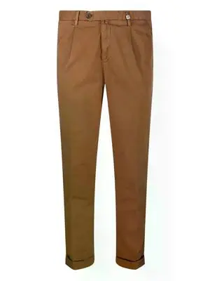 MYTHS Pleated Cuffed Straight Leg Trousers - Brown