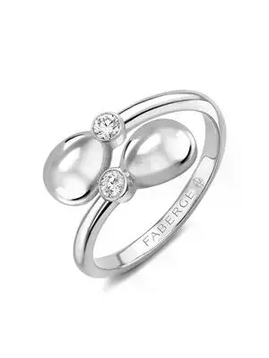 Faberge 18k White Gold Crossover Diamond And Ruby Ring