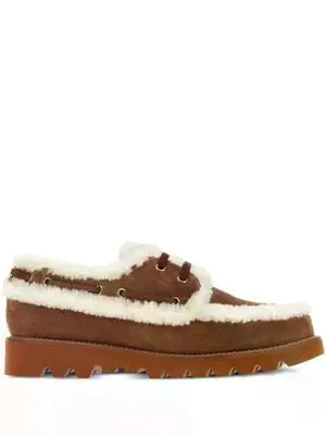 Valentino Garavani Shearling-trimmed Suede Loafers - Brown