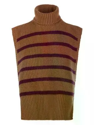 DAVANTINO Turtleneck Striped Vest - Brown