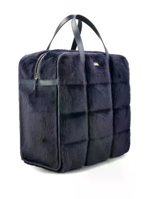 Herno Quilted Faux Fur Tote Bag With Leather Trim