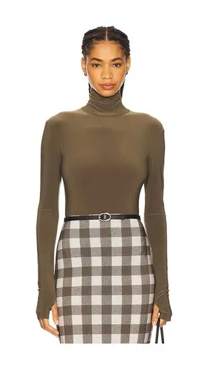 Norma Kamali Long Sleeve Turtleneck Bodysuit - Olive
