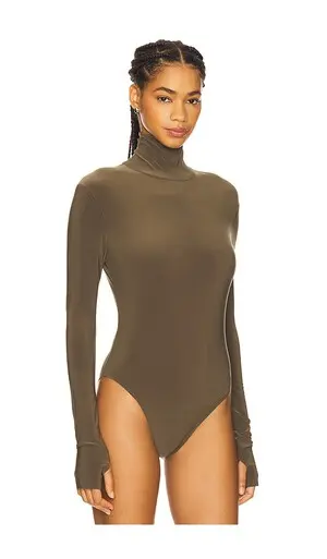 Norma Kamali Long Sleeve Turtleneck Bodysuit - Olive