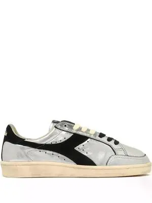 DIADORA Metallic Leather Panel Sneakers - Silver