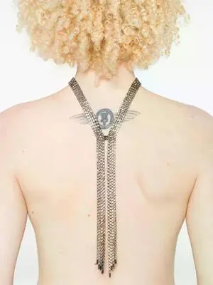 HELENE ZUBELDIA Crystal-tassel Necklace - Silver