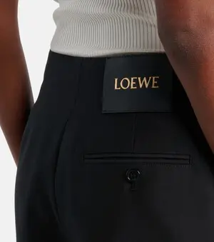 Loewe Gathered Wool And Silk Wide-leg Trousers