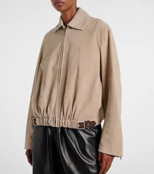 Loewe Suede Belted Jacket - Beige