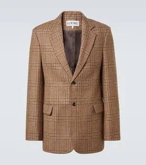 Loewe Prince Of Wales Check Wool Blazer - Brown