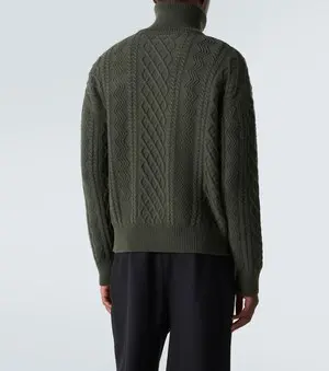 Loewe Aran-knit Wool Half-zip Turtleneck Sweater