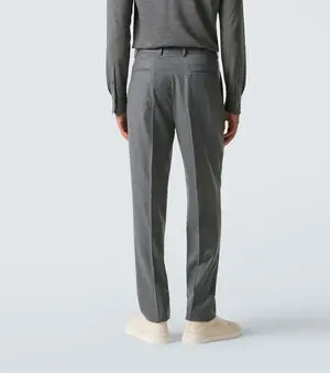 Zegna Wool Flannel Straight Leg Trousers